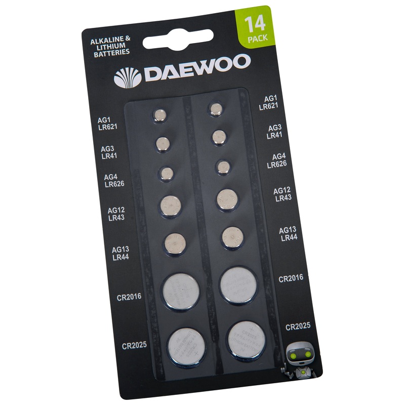 Daewoo Batteries Button Cell Alkaline & Lithium 14 Pack | Smyths Toys UK