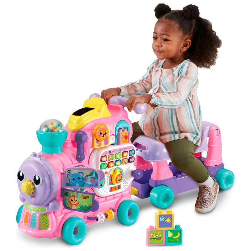 VTech Baby 4-in-1 Alphabet Train Ride On Pink | Smyths Toys UK