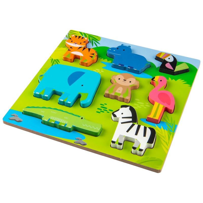 Chunky Wooden Safari Animals Shapes Puzzle | Smyths Toys UK