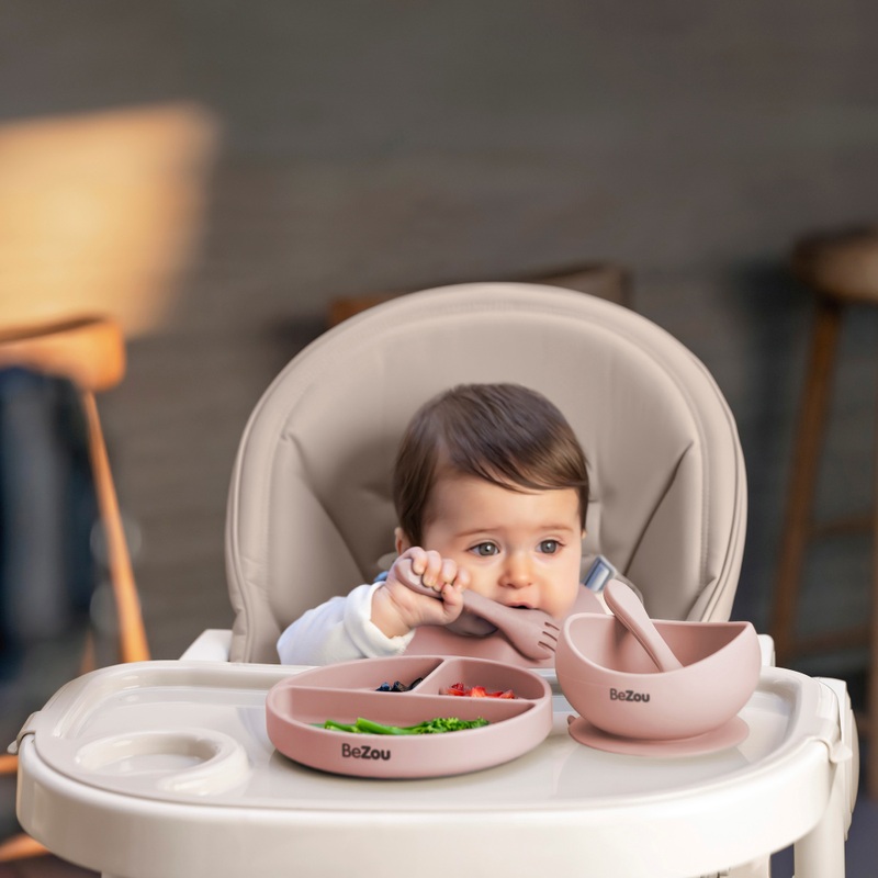 BeZou Silicone Baby Weaning Set 5 Piece Dusty Lilac | Smyths Toys UK