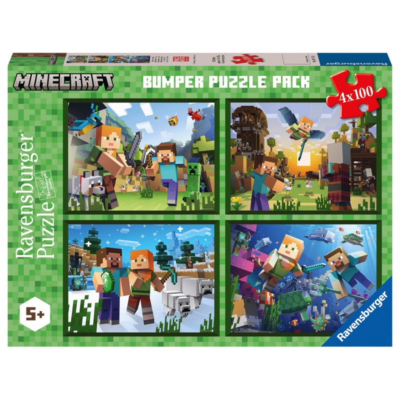 Ravensburger Minecraft Jigsaw Puzzles Bumper Pack 4 x 100 Pieces ...