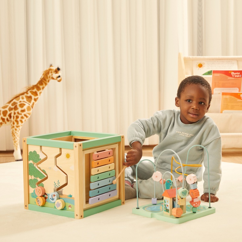 Squirrel Play Wooden 5-in-1 Activity Cube Safari | Smyths Toys UK