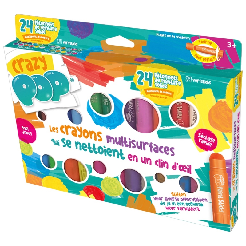 Crazy Pop - Boîte De 24 Crayons De Couleurs Multisurfaces | Smyths Toys ...