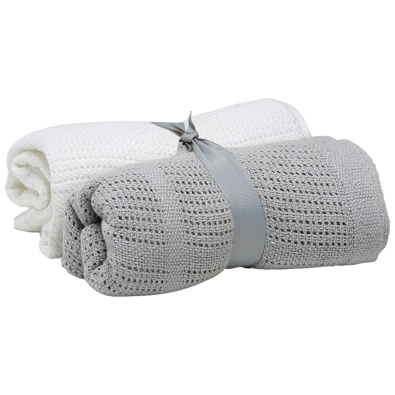 Baby Elegance Cellular Baby Blankets Grey and White 2 Pack | Smyths Toys UK