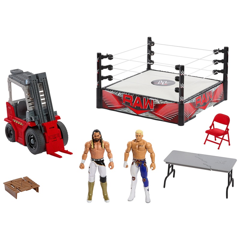 WWE Wrekkin' Raw Brawl Playset with Cody Rhodes and Seth Rollins Action ...