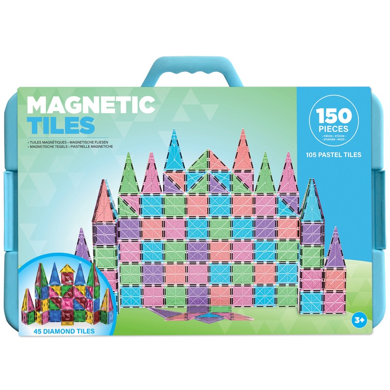 Magnetic Tiles 150-Piece Pastels & Diamonds Tiles Building Set | Smyths Toys UK