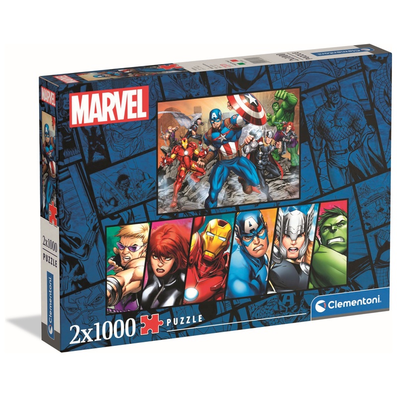 Clementoni Marvel Panorama Puzzel Avengers 2x 1000 Stukjes | Smyths ...