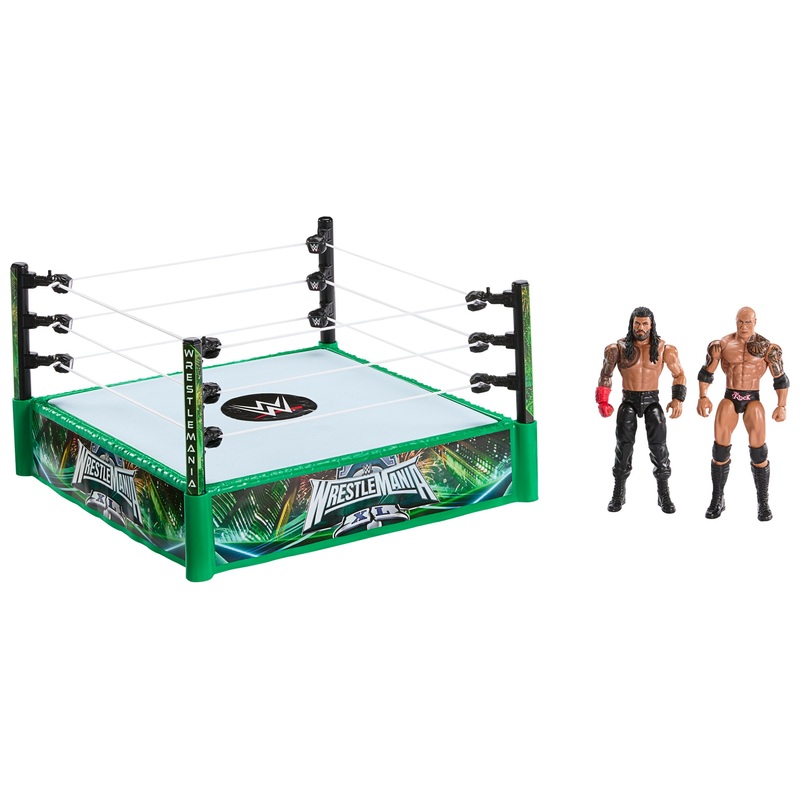 WWE Wrestlemania Ring Bundle mit Wrestling Figuren The Rock und Roman ...