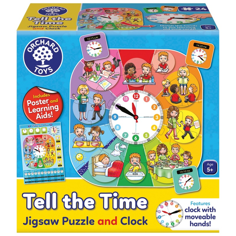 Orchard Toys Educational Game Tell the Time Jigsaw Puzzle & Clock Set ...