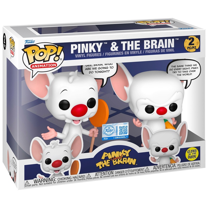 Funko POP! Animation Sayings 2 Pack: Pinky & The Brain (Glow-in-the ...