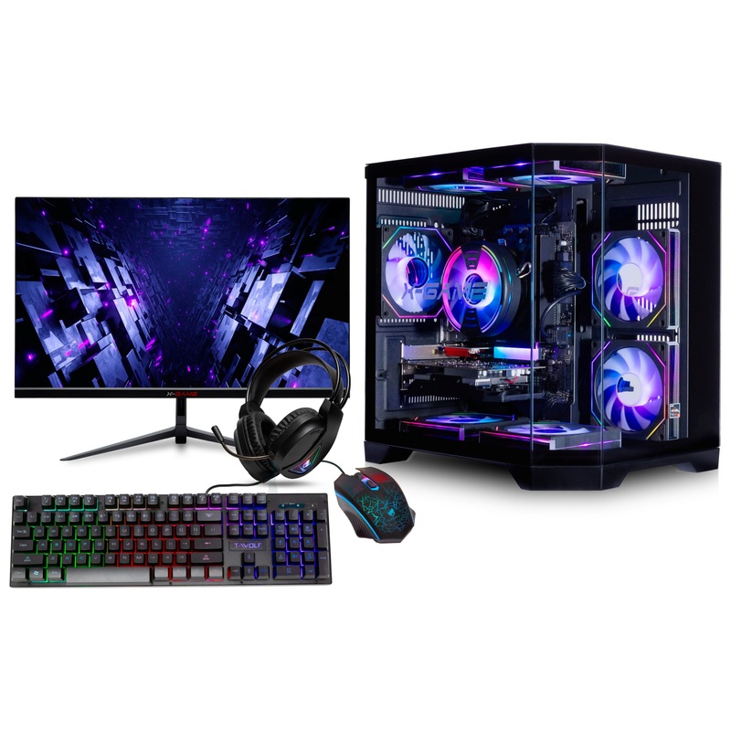 X-Game Ryzen 5 Gaming PC, 16GB RAM, 1TB SSD, 4GB Graphics, 24" Monitor ...