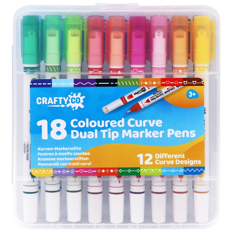 Crafty Co. Dual Tip Coloured Curve Marker Pens 18 Pack | Smyths Toys ...