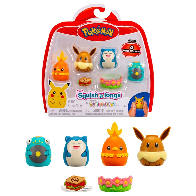 Original Squishmallows Squish-a-Longs Pokémon Mini-Squish 4 Pack Eevee ...