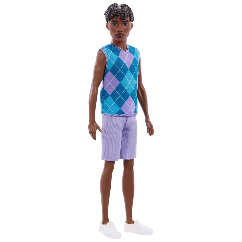 Barbie - Fashionistas Poupée Ken Tenue à Motif Losanges | Smyths Toys ...