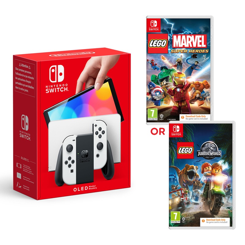 Nintendo Switch OLED White & Select Code-in-Box Game Bundle | Smyths Toys UK