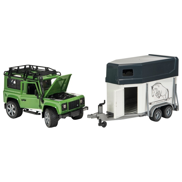 Bruder Land Rover Defender with Horse Trailer 1:16 Scale | Smyths Toys UK