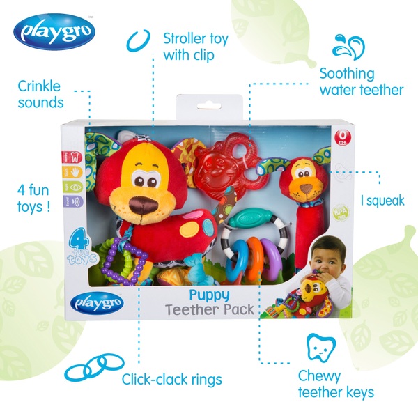 Playgro Puppy Teething Toys 4 Pack | Smyths Toys Ireland