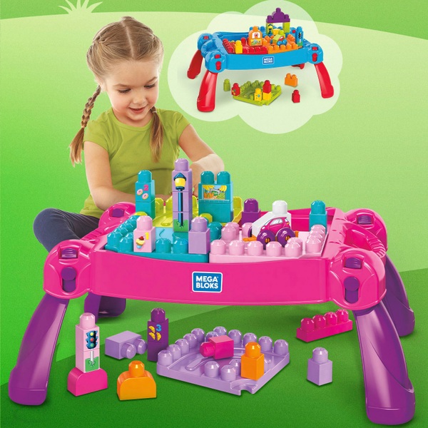 MEGA Bloks Building Blocks Build 'N Learn Table Pink and Purple ...