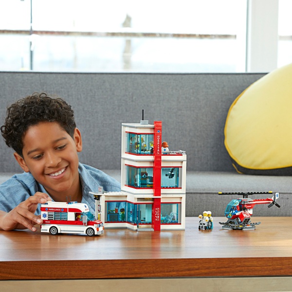 LEGO 60204 City Town Hospital Building Set with Light Bricks - Smyths Toys