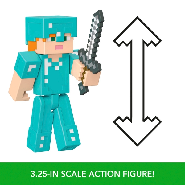 Minecraft Core Figure 8cm Alex in Diamond Armour | Smyths Toys Ireland