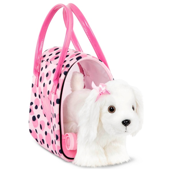 Pucci Pups Maltese Pup in a Pink Polka Dot Bag | Smyths Toys UK