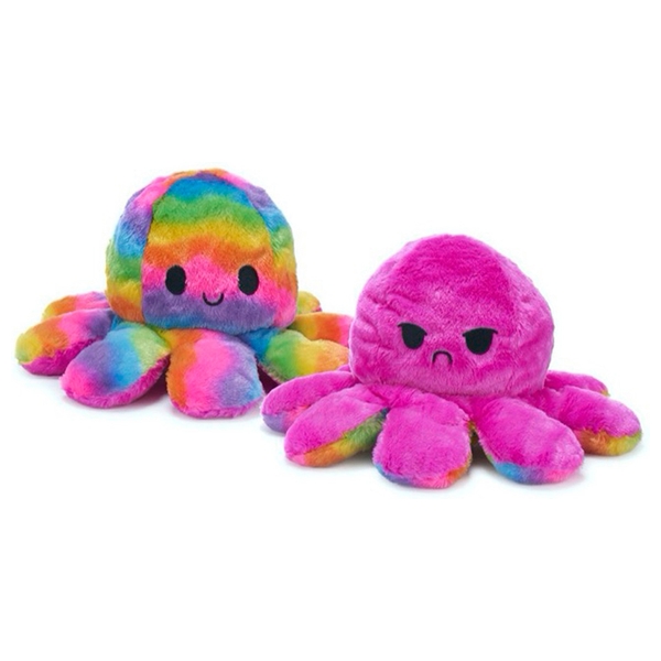 Giant Reversible Rainbow Octopus Pink Soft Toy | Smyths Toys UK
