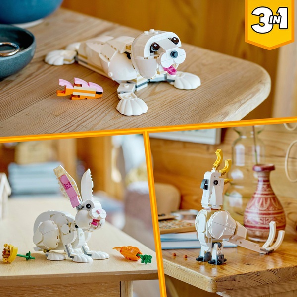 LEGO Creator 31133 White Rabbit 3-in-1 Toy Animal Figures Set | Smyths ...