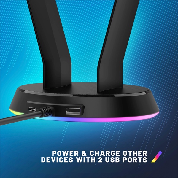 Stealth Light-Up LED Gaming Headset Stand with 2 x USB Ports | Smyths ...