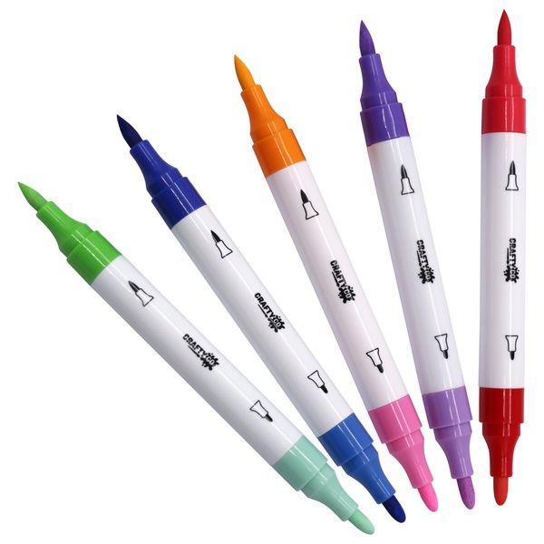 Crafty Co. Dual Tip Acrylic Twin Markers with Storage Case Set 24 Piece ...
