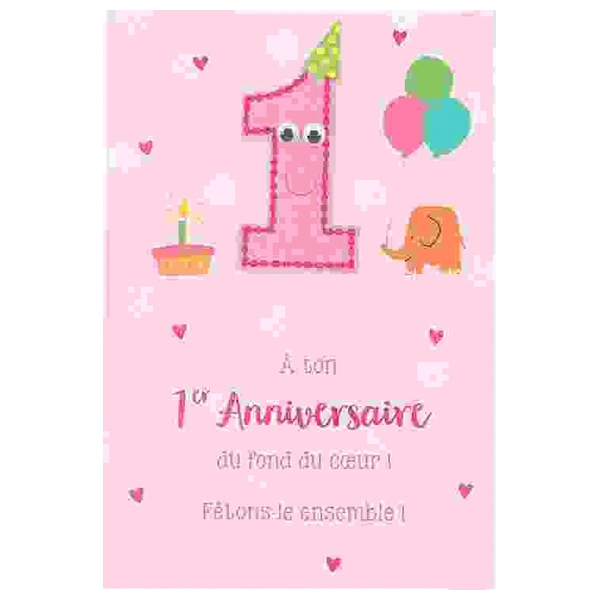 Carte Anniversaire 1 An Rose | Smyths Toys France