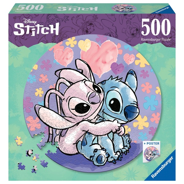 Ravensburger Rundpuzzle Disney Stitch und Angel 500 Teile | Smyths Toys ...