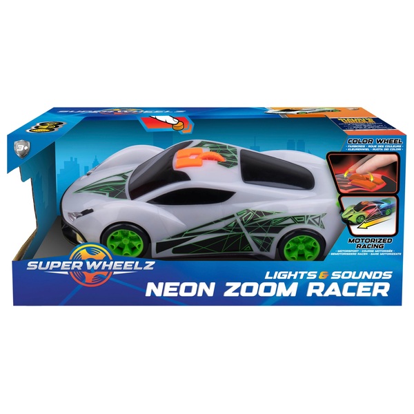 Super Wheelz Lights & Sounds Neon Zoom Race Car | Smyths Toys UK