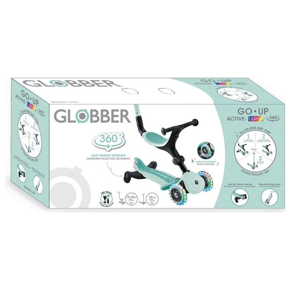 Globber GO UP ACTIVE 360° LIGHTS Scooter Mint | Smyths Toys UK