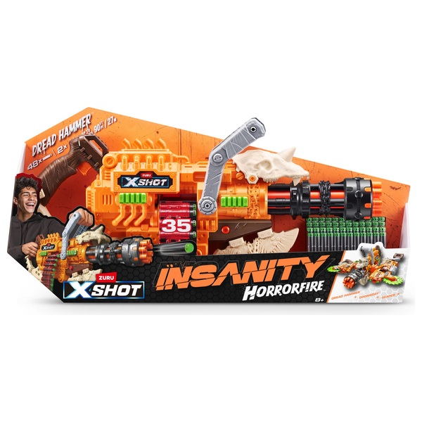 XSHOT by ZURU Insanity HorrorFire Dread Hammer Blaster with 48 Darts ...