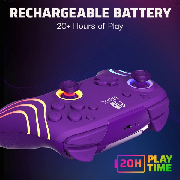 PDP Gaming Nintendo Switch Afterglow Wave Wireless Controller - Purple ...