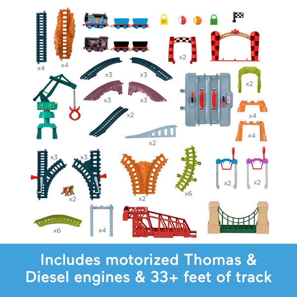Thomas & Friends Thomas & Diesel Raceway Train Track Set 80 Pieces ...