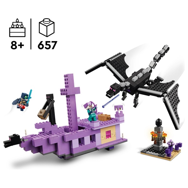 LEGO Minecraft 21264 The Ender Dragon and End Ship Set | Smyths Toys UK