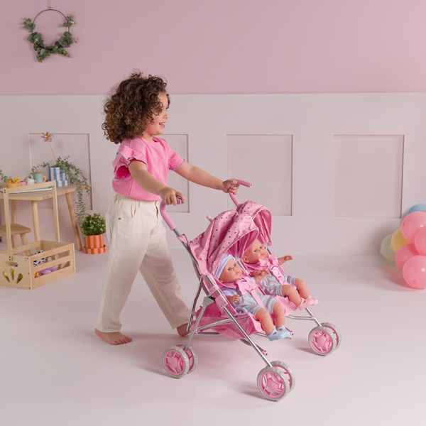 Baby Doll Twin Stroller Pink | Smyths Toys Ireland