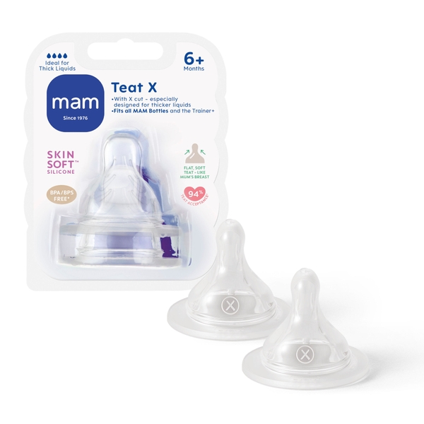MAM Teat X Thick Liquid Baby Bottle Teats 2 Pack | Smyths Toys Ireland