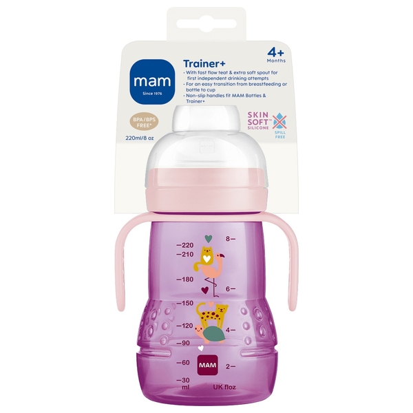 MAM 2-in-1 Trainer Sippy Cup 4 Months+ 220ml Pink | Smyths Toys UK