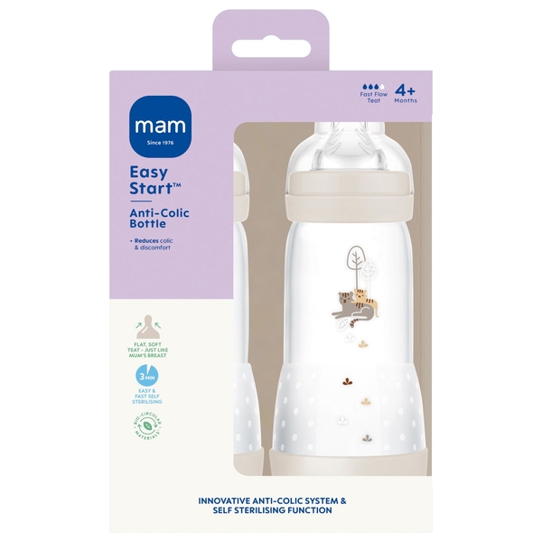 MAM Easy Start Self-Sterilising Anti-Colic 320ml Baby Bottles 2 Pack | Smyths Toys Ireland