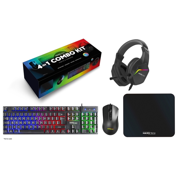 Maxx Tech 4-in-1 Combo Kit Gaming PC Accessories Bundle | Smyths Toys UK
