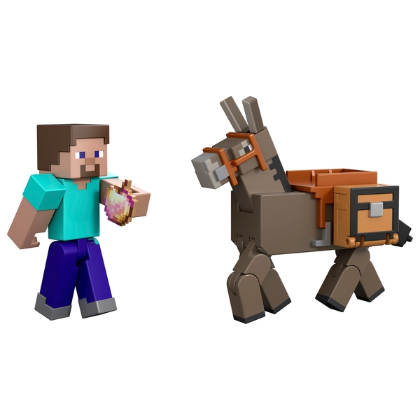 Minecraft Action Figure Steve And Donkey 2 Pack | Smyths Toys UK
