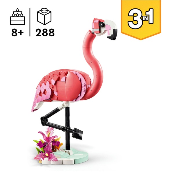 LEGO Creator 31170 3-in-1 Wild Animals: Pink Flamingo Set | Smyths Toys UK