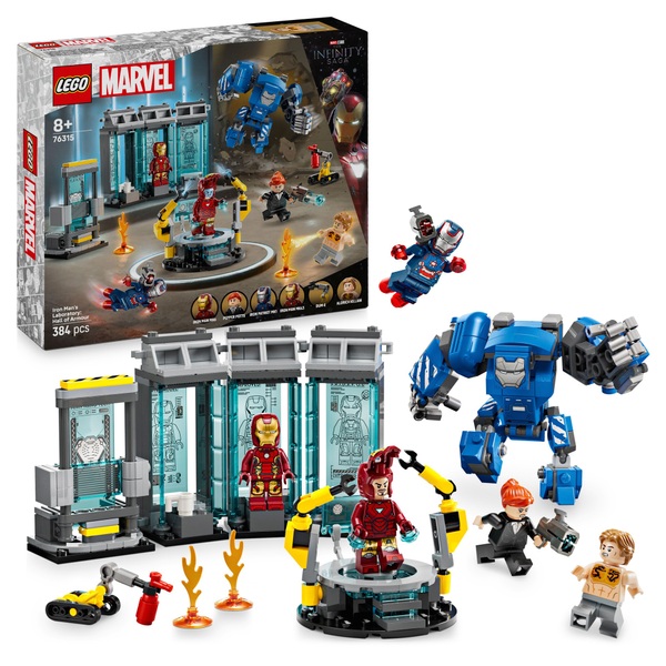 LEGO Marvel 76315 Iron Man's Laboratory: Hall of Armour Set | Smyths ...