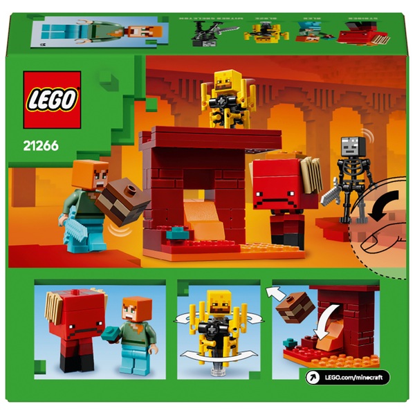 LEGO Minecraft 21266 The Nether Lava Battle Set Smyths Toys UK