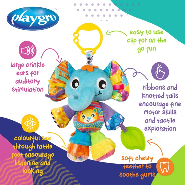 Playgro Activity Friend Elly Elephant Stroller Toy | Smyths Toys UK