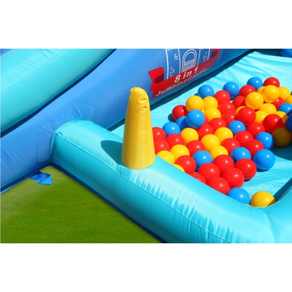 HappyHop Hüpfburg Schloss XXL 8-in-1 mit großer Rutsche und Bällebad ...