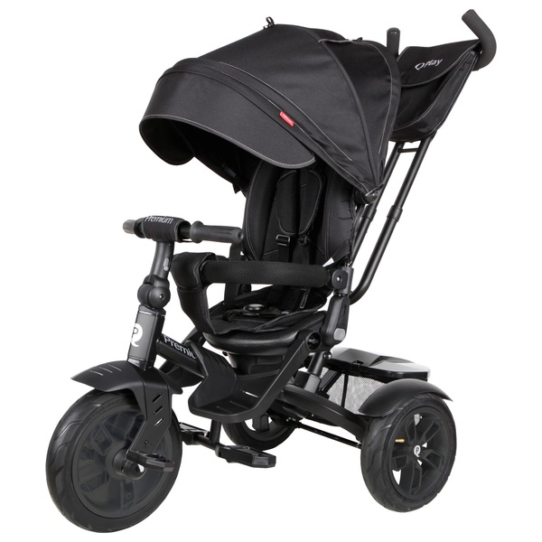 QPlay Dreirad und Buggy Premium 6-in-1 mit Stange und Verdeck schwarz ...