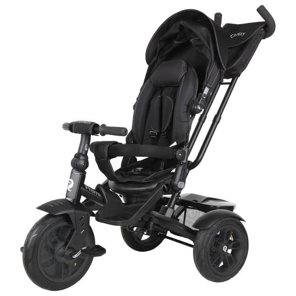 QPlay Dreirad und Buggy Premium 6-in-1 mit Stange und Verdeck schwarz ...